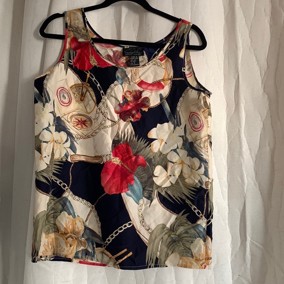 Suzelle | Tops | Vintage Suzelle Printed Silk Sleeveless Tank Top 8 ...